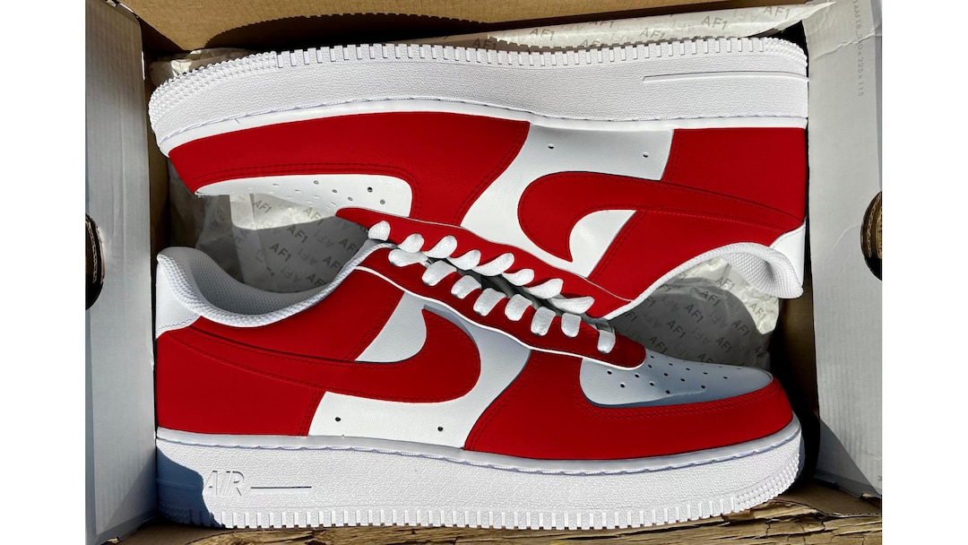 Custom Red & White Air Force 1's - Etsy
