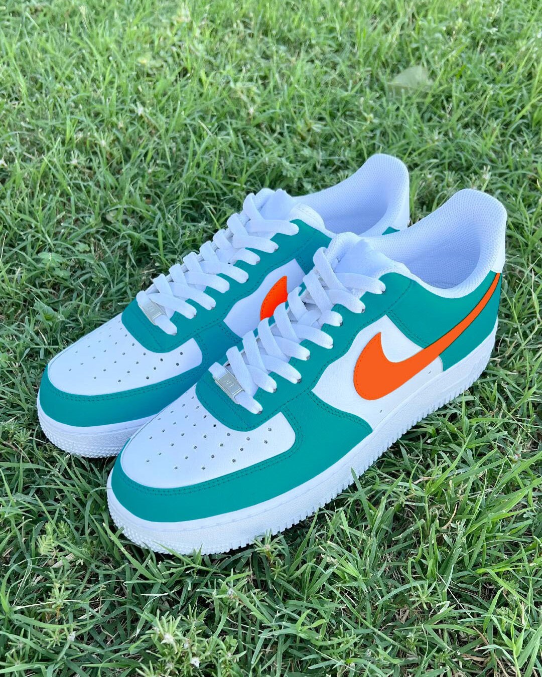 Custom MIA Aqua & Orange Air Force 1's - Etsy