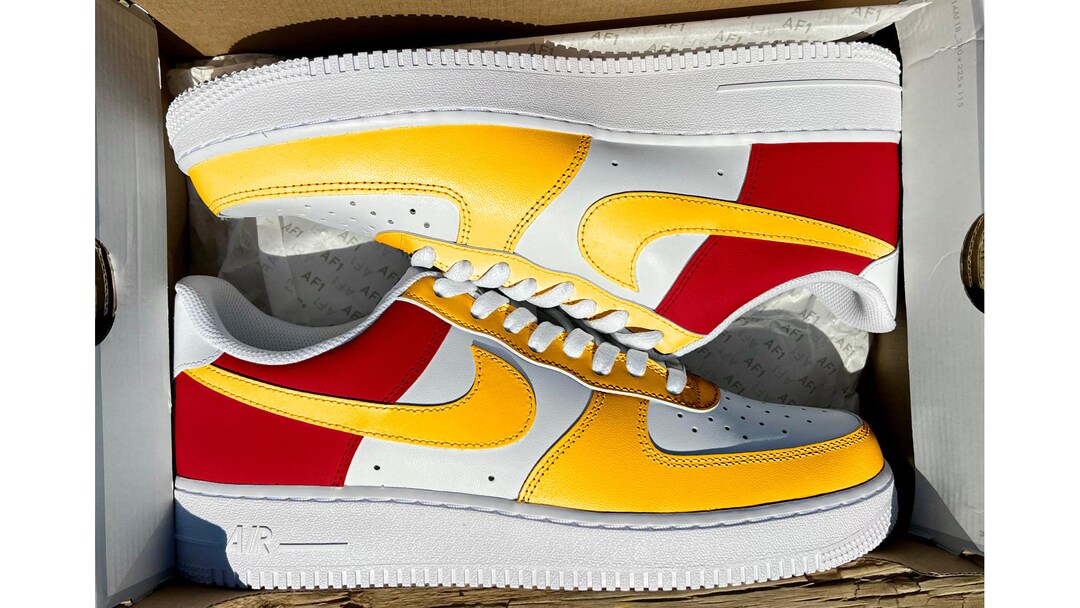 Custom KC Half Red & Gold Air Force 1's - Etsy