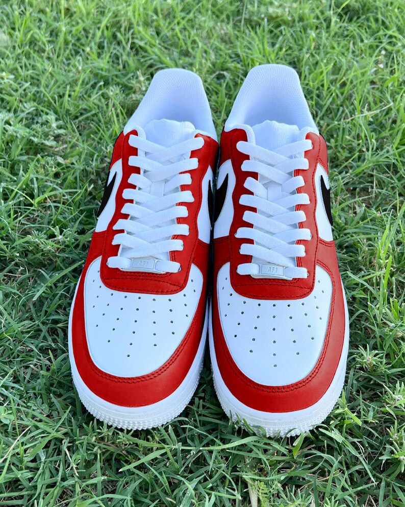 Custom Red & Black Air Force 1's - Etsy