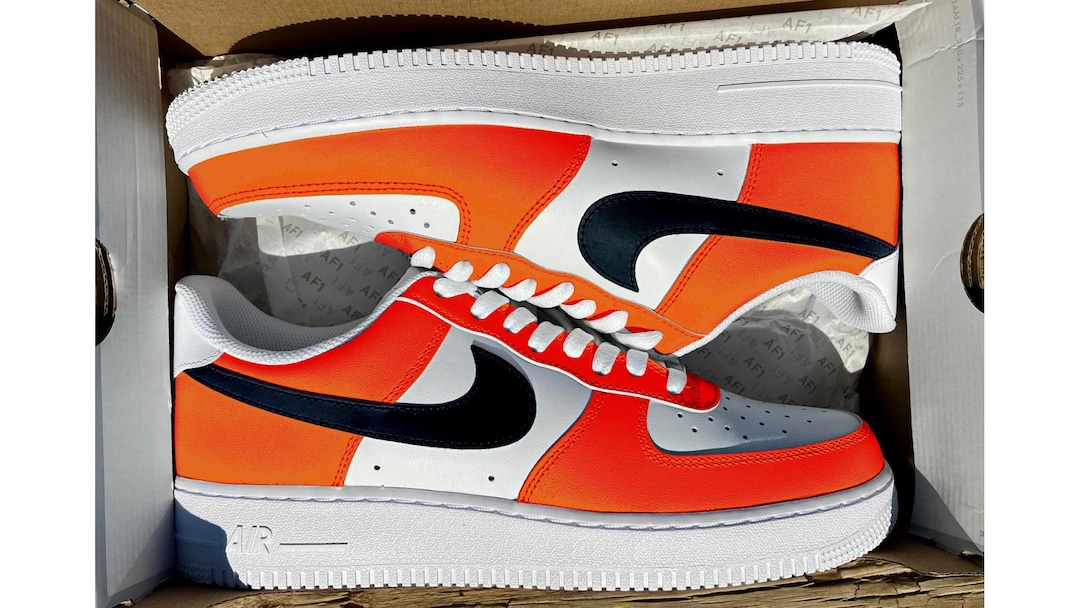 Custom CHI Orange & Navy Air Force 1's - Etsy