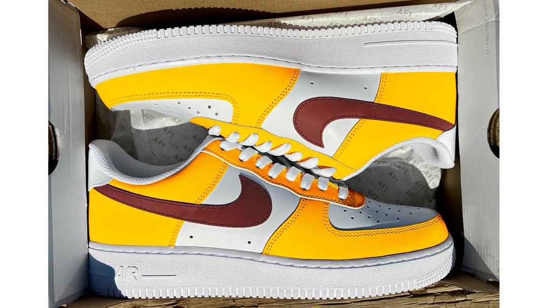 Custom WAS Gold & Burgundy Air Force 1's - Etsy