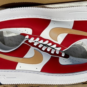 Custom SF Red & Gold Air Force 1's - Etsy