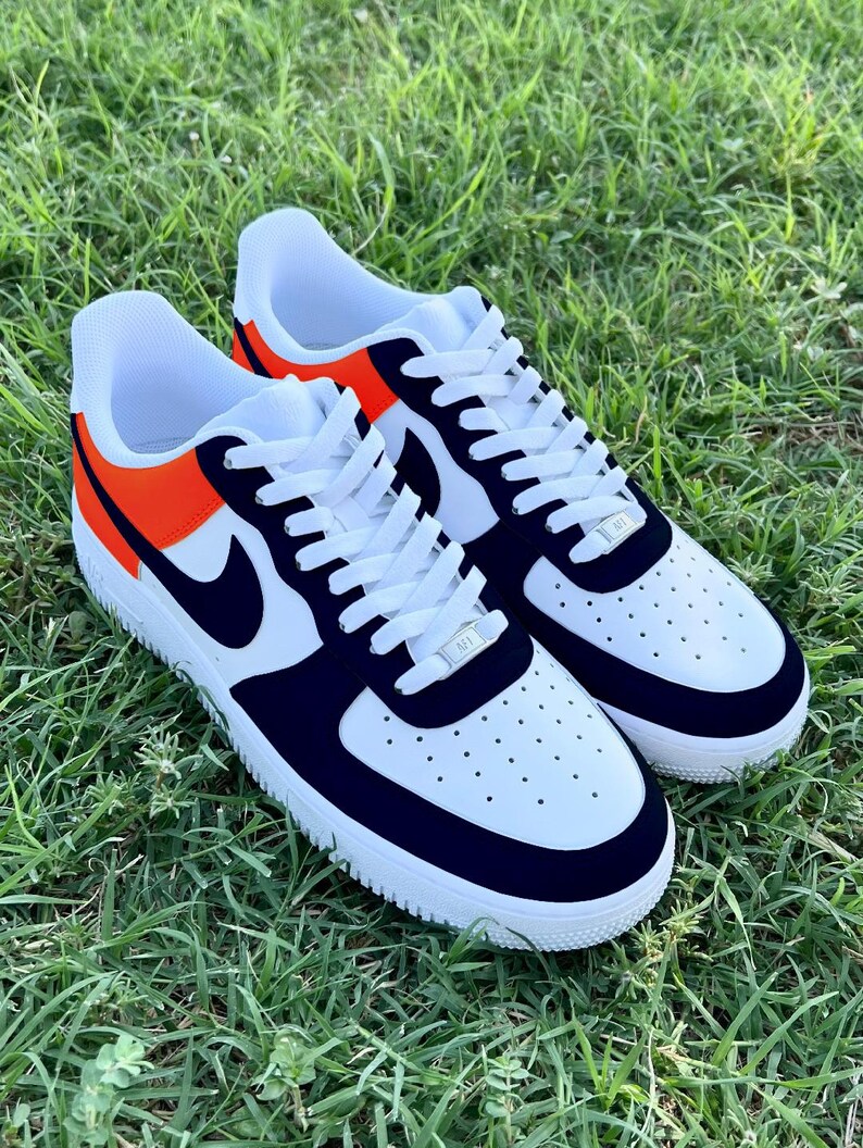 Custom CHI Half Orange & Navy Air Force 1's - Etsy
