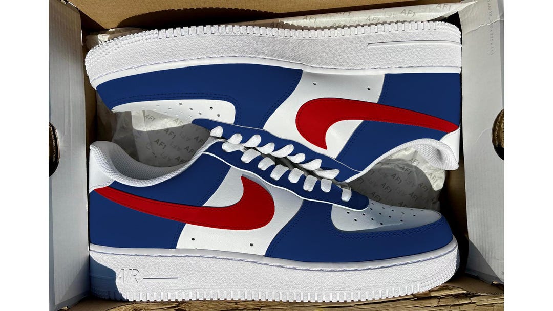 Custom NYG Blue & Red Air Force 1's - Etsy