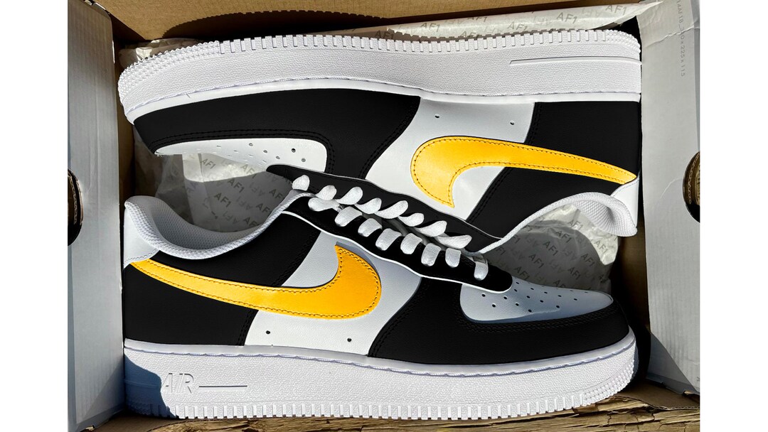 Custom PIT Black & Yellow Air Force 1's - Etsy
