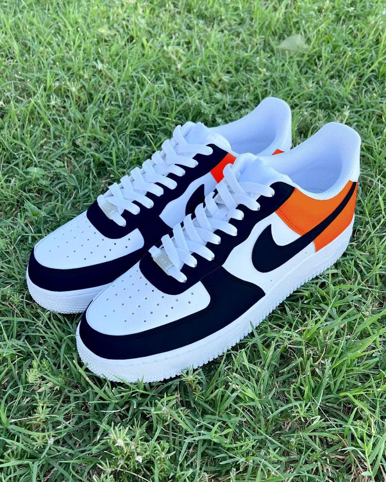 Custom CHI Half Orange & Navy Air Force 1's - Etsy