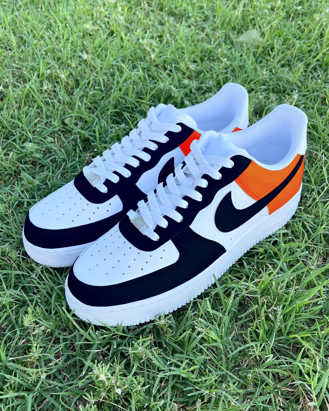 Custom CHI Half Orange & Navy Air Force 1's - Etsy