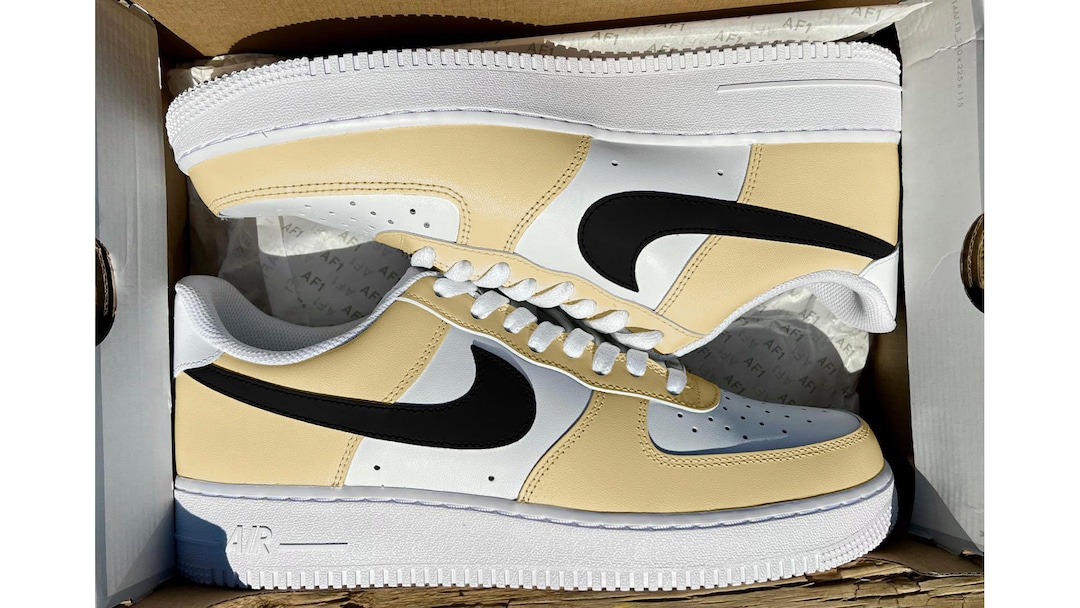 Custom Light Tan & Black Air Force 1's - Etsy