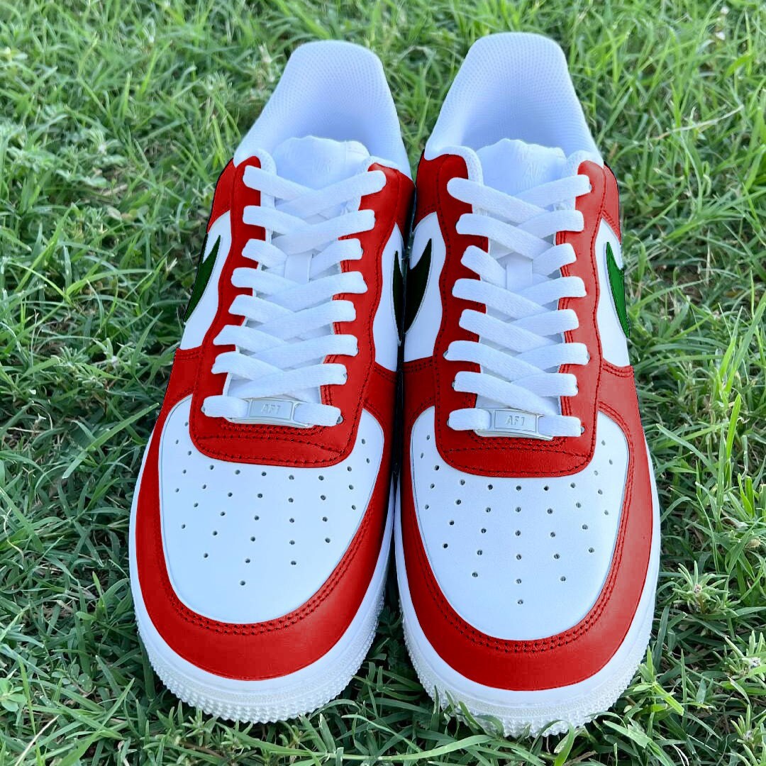 Custom Red & Green Air Force 1's - Etsy