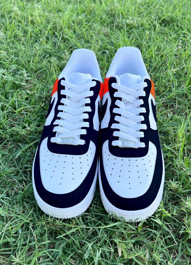 Custom CHI Half Orange & Navy Air Force 1's - Etsy
