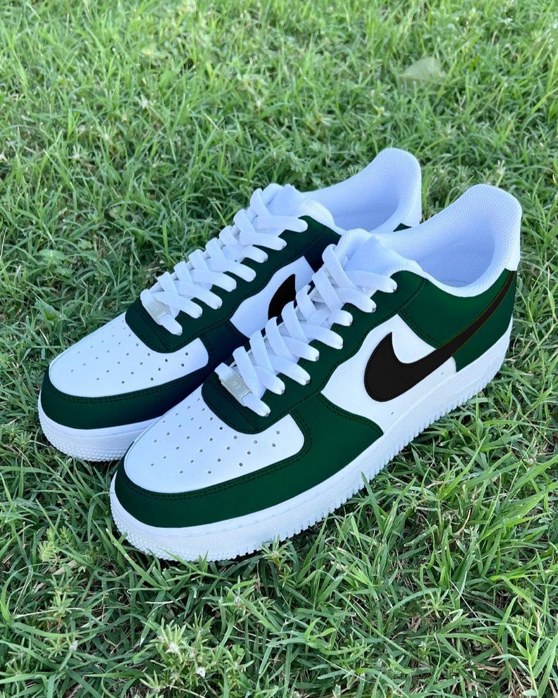 Custom Green & Black Air Force 1's - Etsy