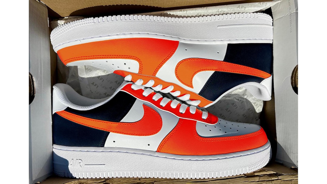 Custom CHI Half Navy & Orange Air Force 1's - Etsy