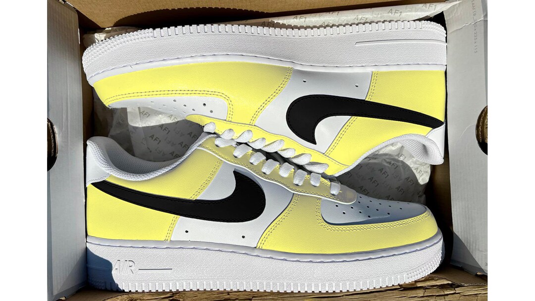 Custom Pale Yellow & Black Air Force 1's - Etsy