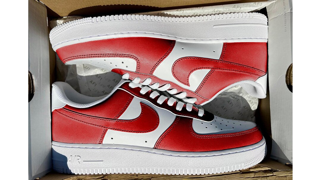 Custom Red & White Air Force 1's - Etsy