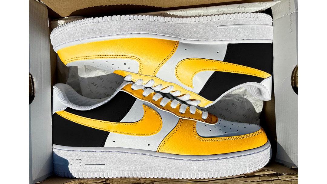 Custom PIT Half Black & Yellow Air Force 1's - Etsy