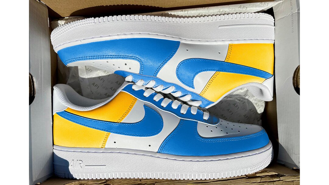 Custom LAC Half Gold & Powder Blue Air Force 1's - Etsy