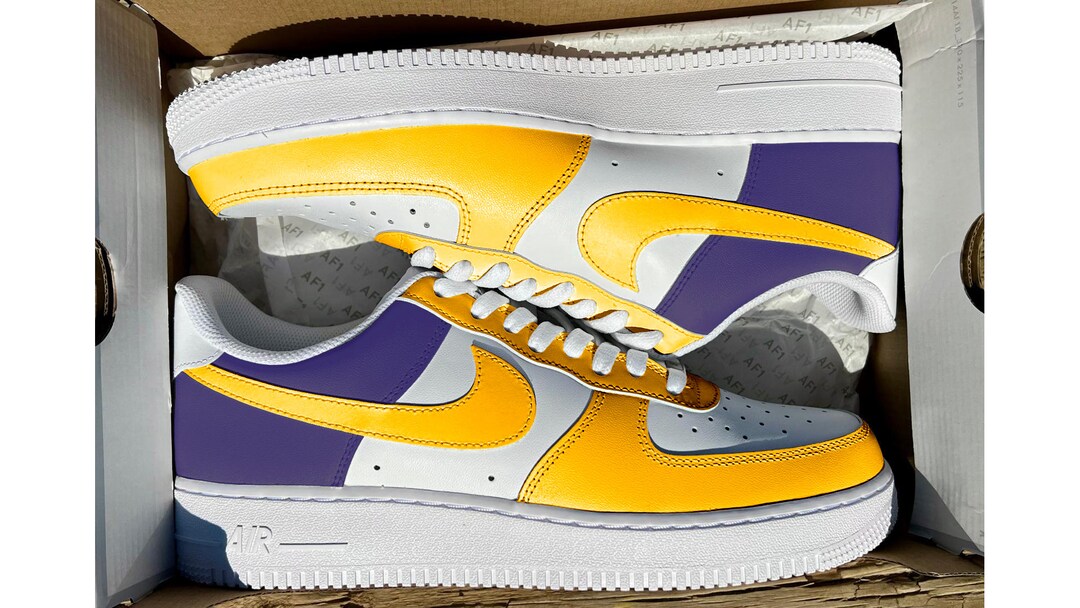 Custom MIN Half Purple & Gold Air Force 1's - Etsy
