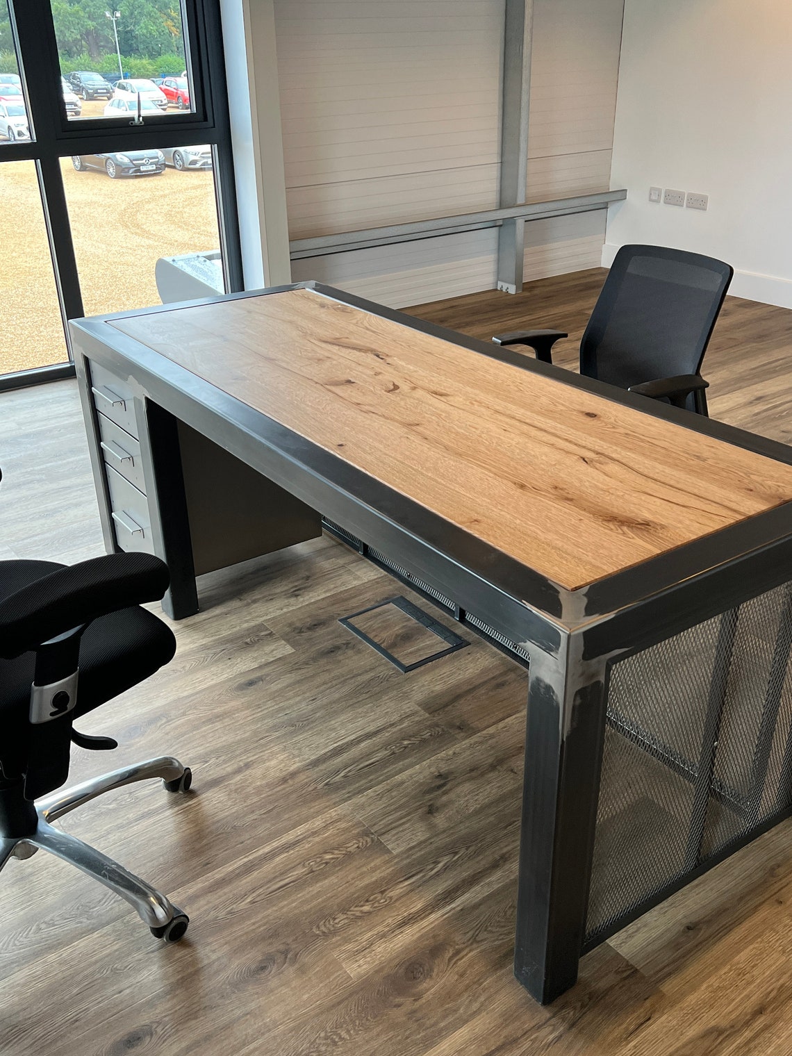 Steel and Oak Desk/industrial Style Furniture/ Industrial Desk/ Bespoke ...