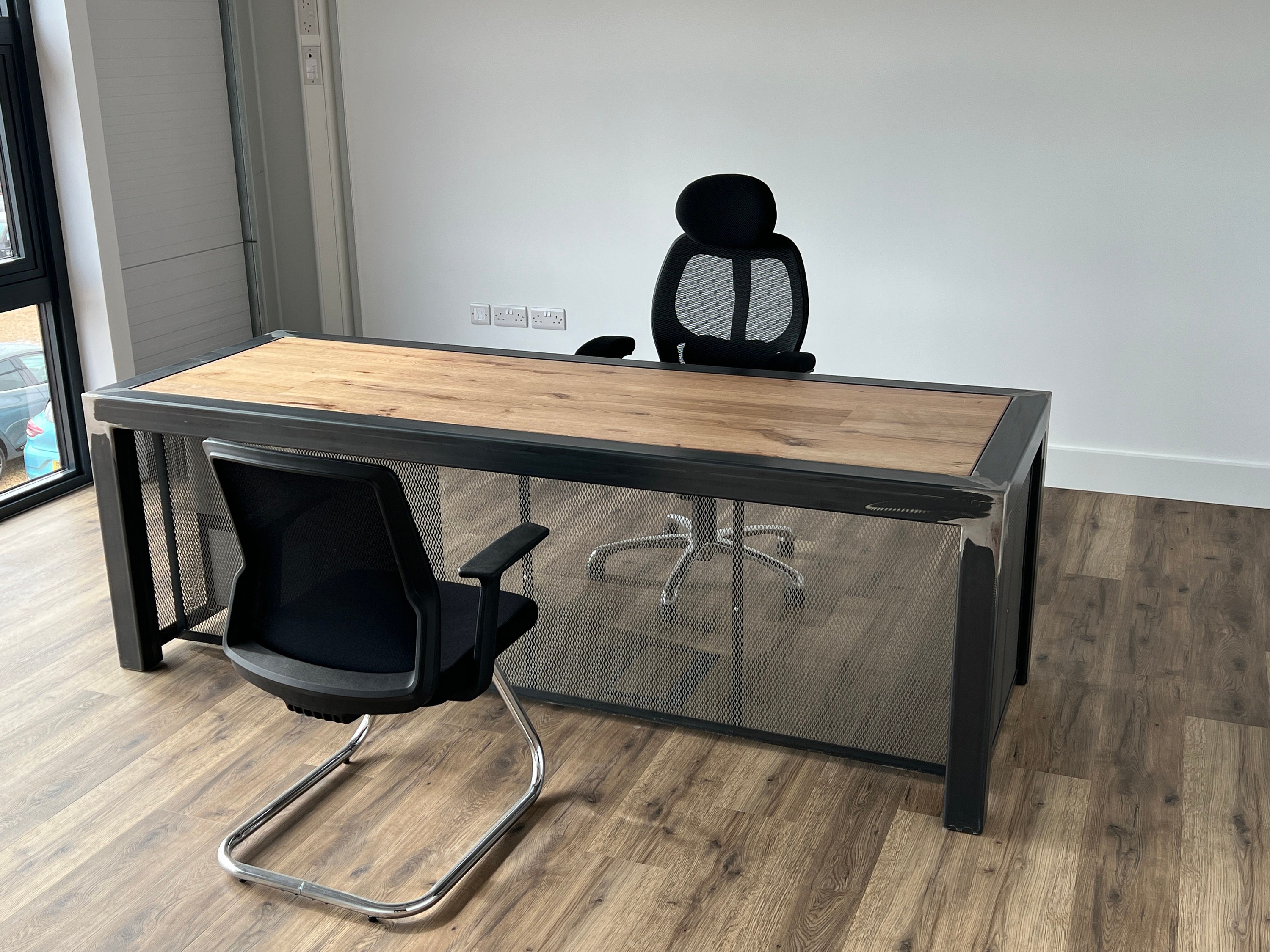 Steel and Oak Desk/industrial Style Furniture/ Industrial Desk/ Bespoke ...