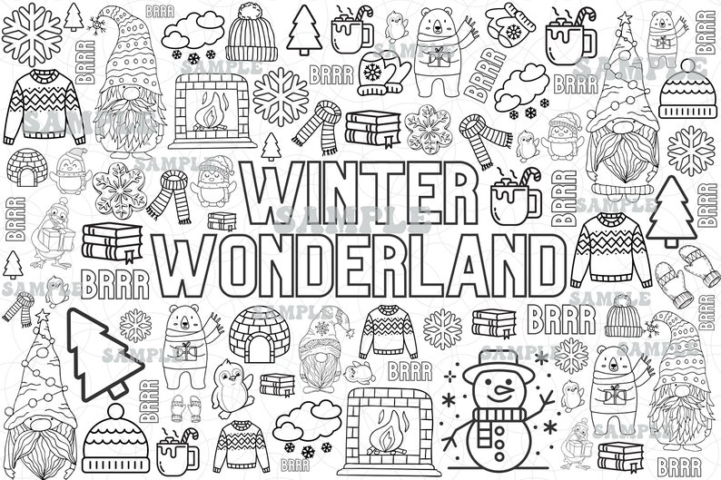 WINTER WONDERLAND Giant Coloring Poster Table Cover - Etsy