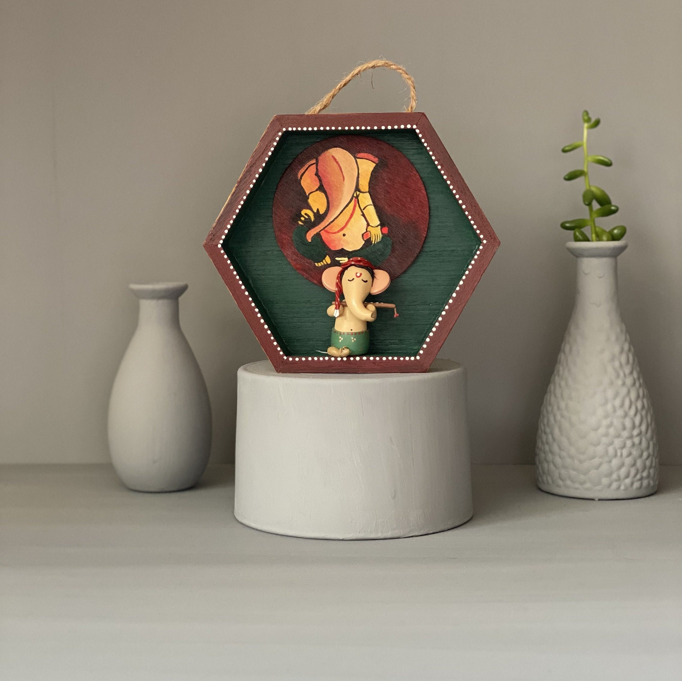 Hindu God Clay Figure Ganesh hand Painted vinayaka hindu Mythology ...