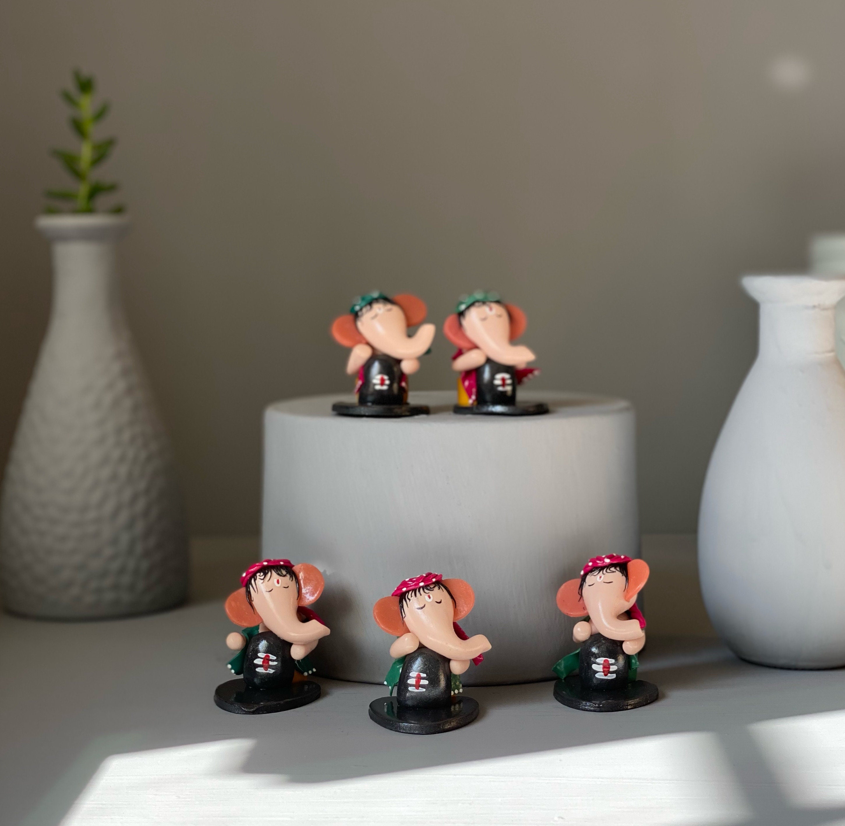 Hindu God Clay Figure - Ganesh Hugging Shivling |hand Painted |vinayaka ...