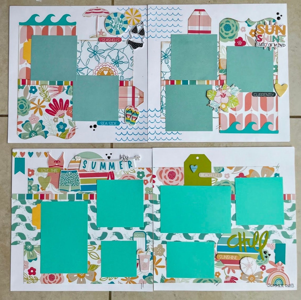 Hey Summer 4 Page Scrapbook Kit - Etsy