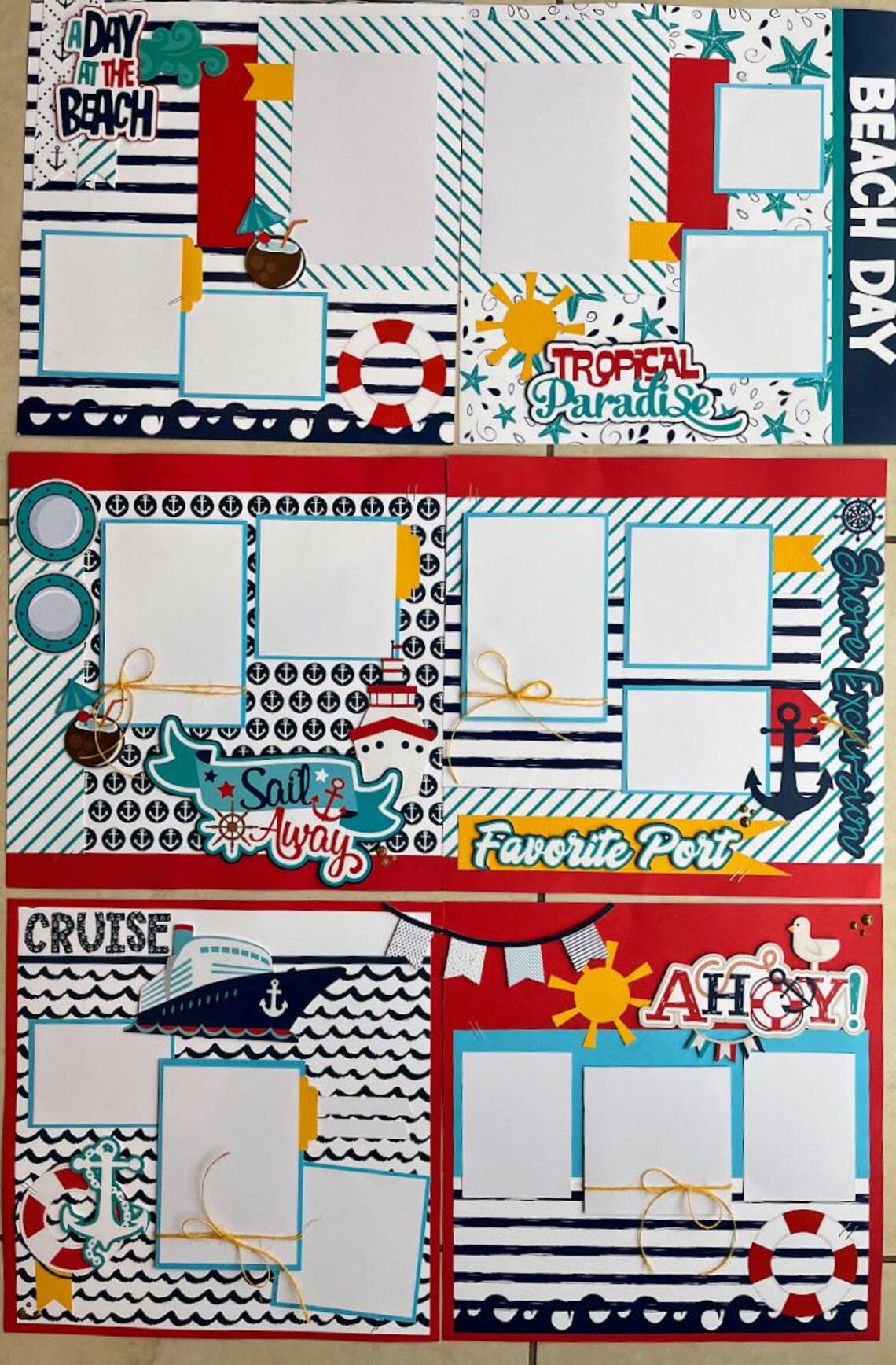 Cruise Vacation Scrapbook Kit-- 6 Pages - Etsy
