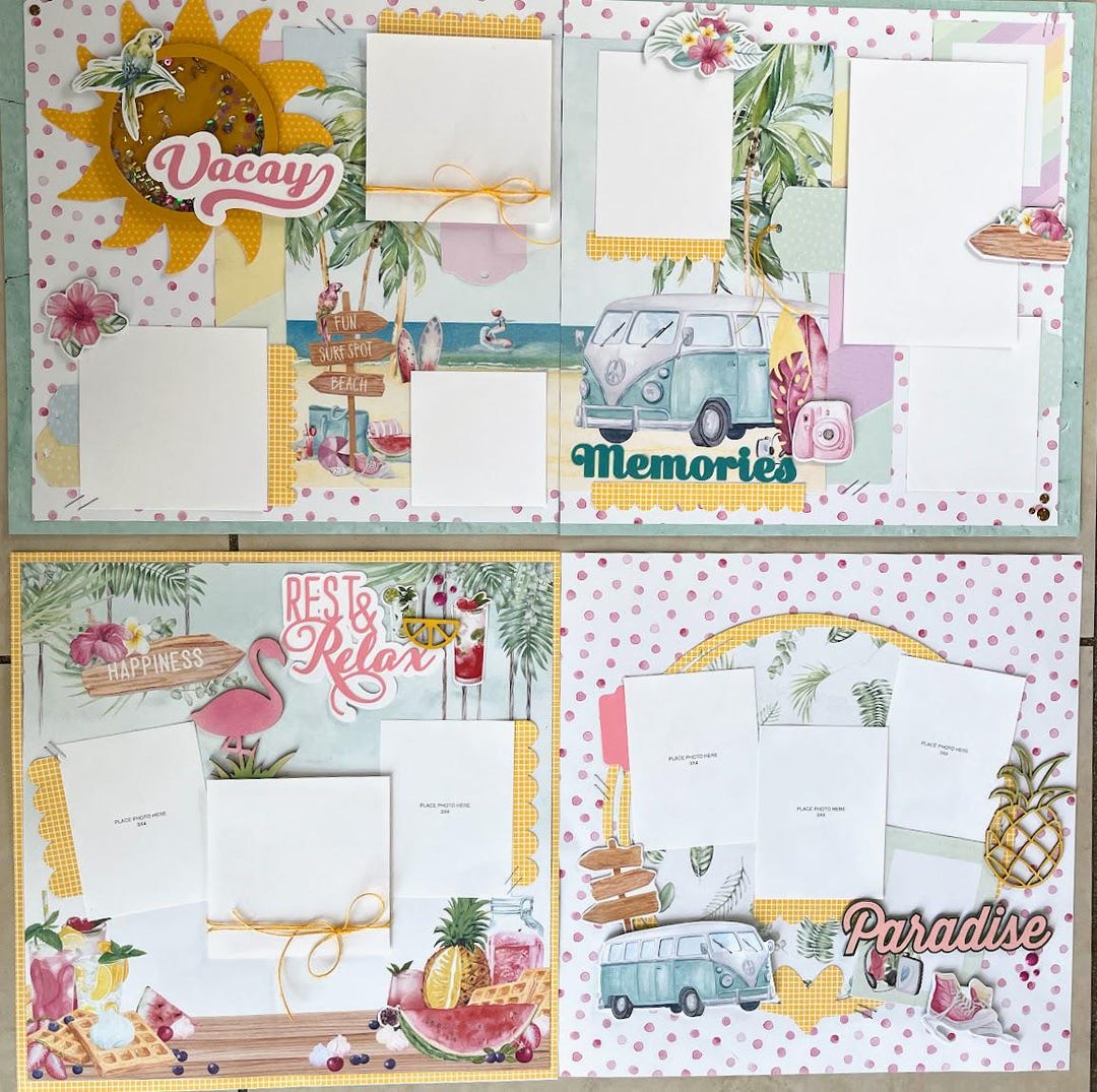 Carribean Florida Vacation Scrapbook 4 Page Kit With Shaker - Etsy