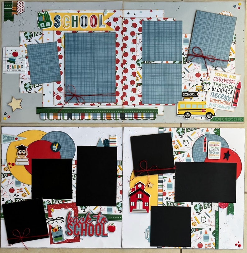 Back to School 4 Page Scrapbook Kit-- Pre-cut - Etsy
