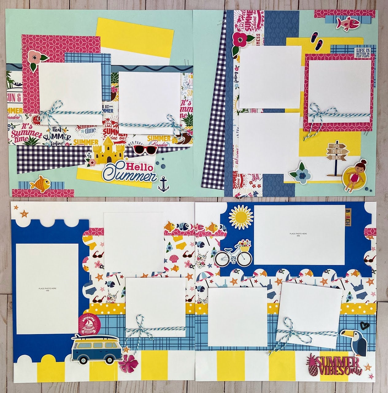 Summer 4 Page Scrapbook Kit-- Pre-cut DIY or Assembled - Etsy