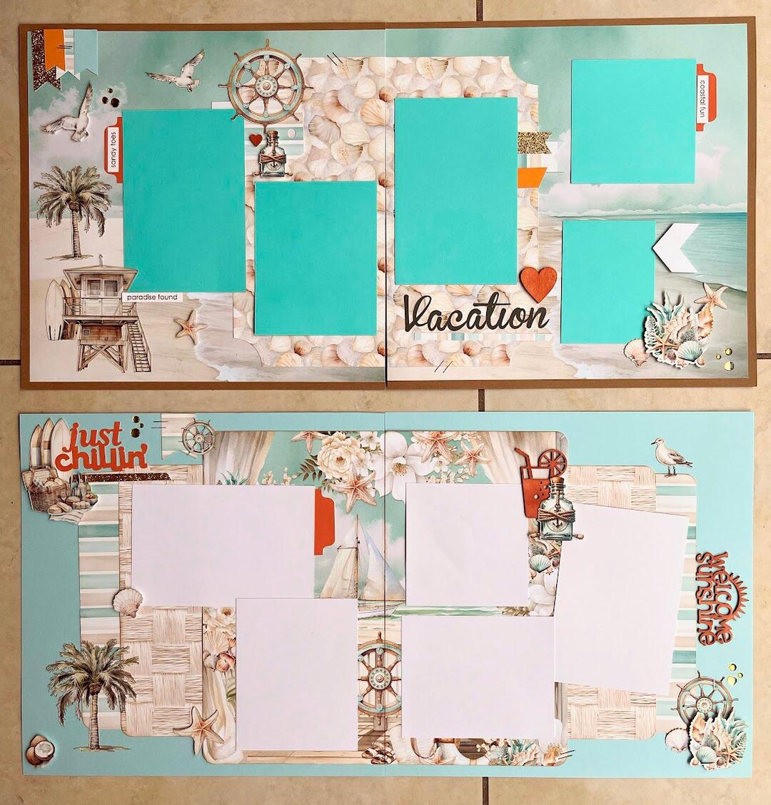 Coastal Memories Vacation Paradise 4 Page Scrapbook Kit - Etsy