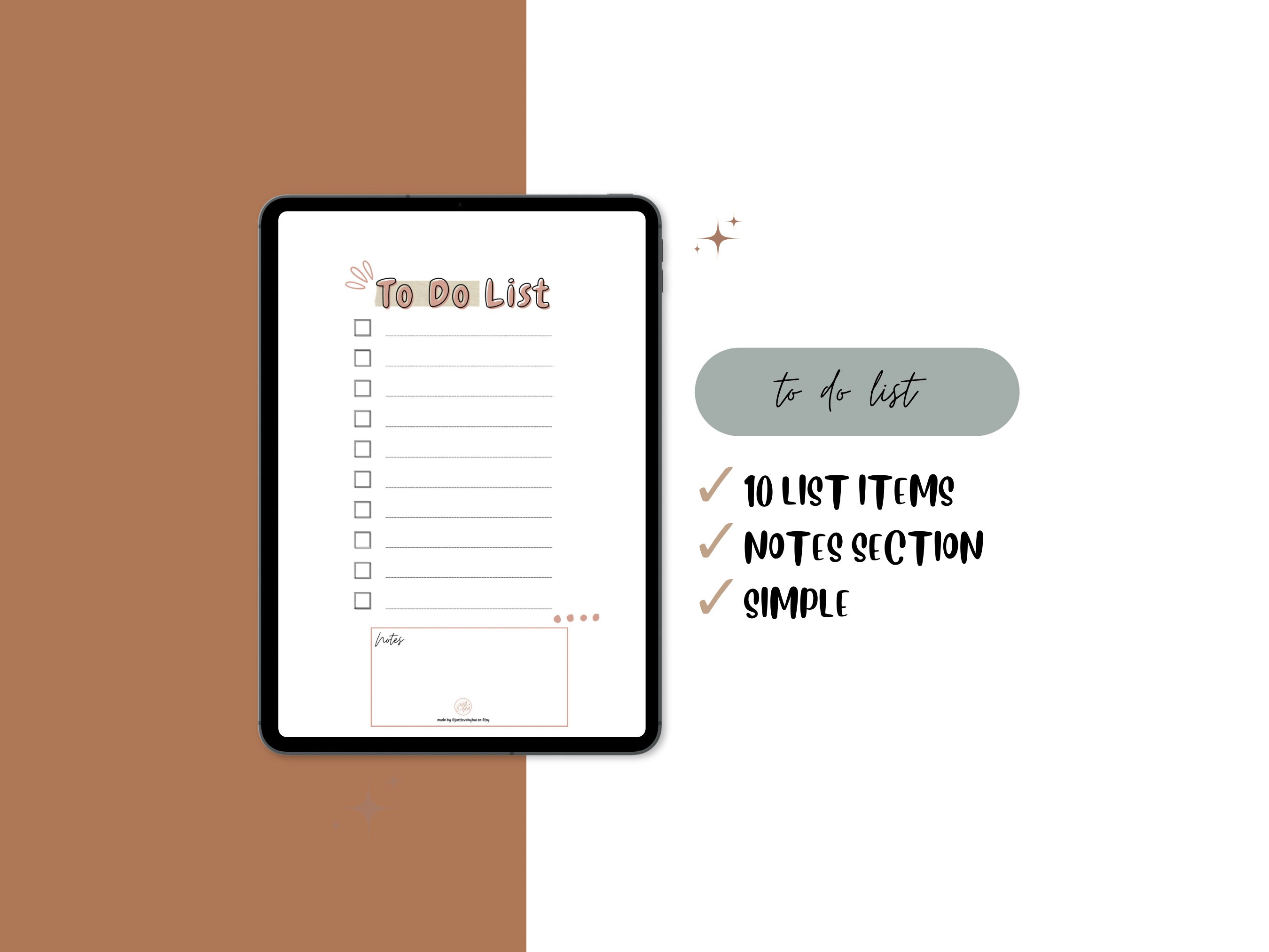 To Do List 10 to Do List Items Notes Digital Download - Etsy