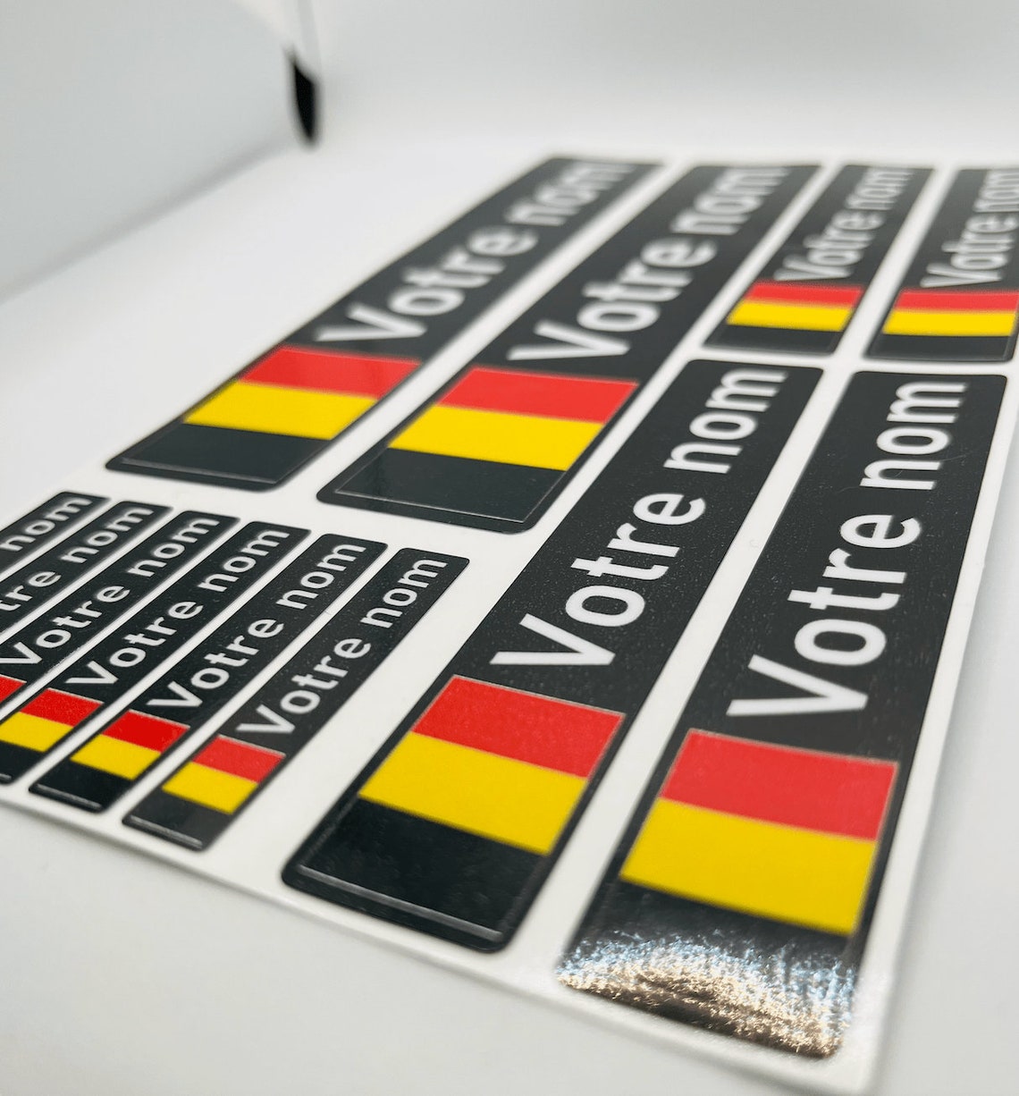 Pack x12 Stickers Stickers voornaam fiets MTB België Belgische zwarte ...