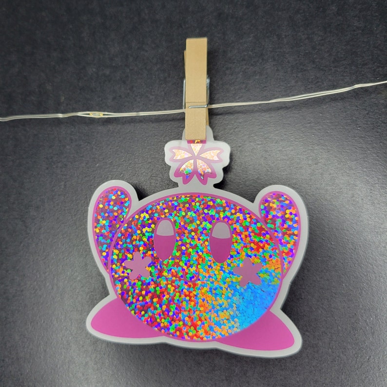 Sakura / Cherry Blossom Kirby Pink Glitter Waterproof Vinyl Sticker ...