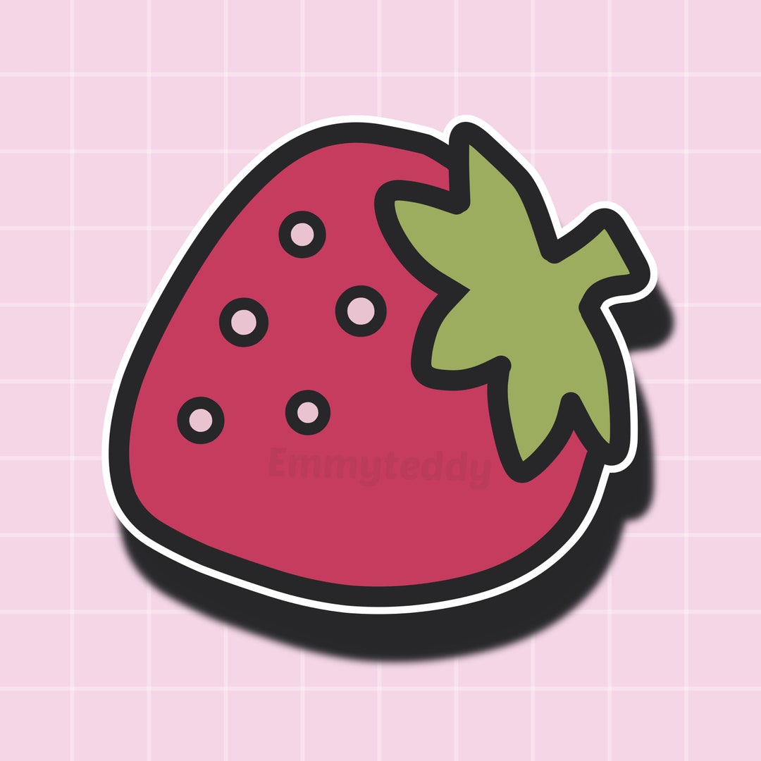 Strawberry Waterproof Vinyl Sticker Cute Illustration - Etsy