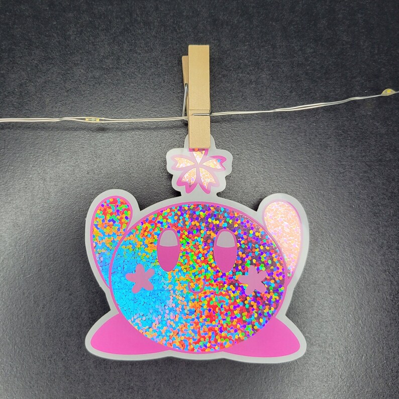 Sakura / Cherry Blossom Kirby Pink Glitter Waterproof Vinyl Sticker ...
