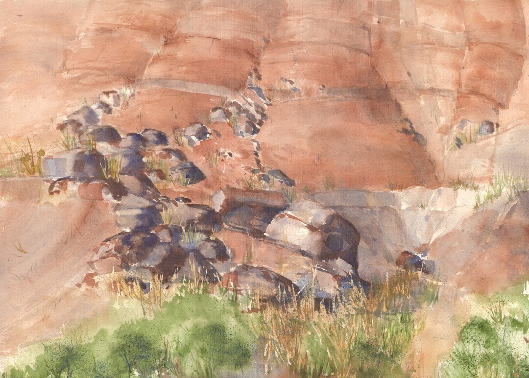 Red Rock - Watercolor Painting - Print - Etsy