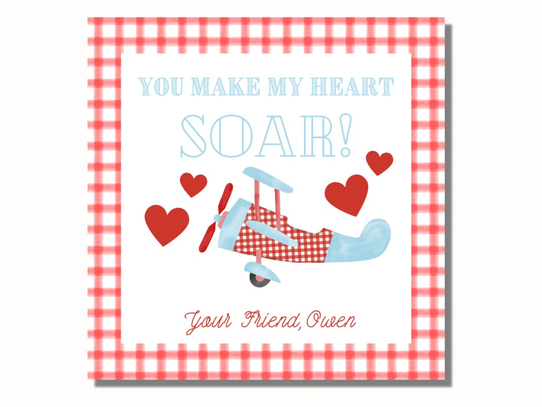 Printable Valentines Day Cards for Kids, Valentine Tags, Airplane ...