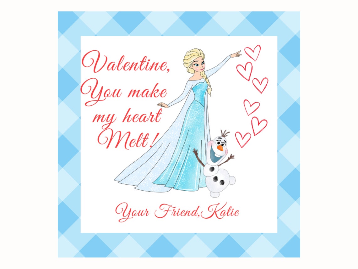 Printable Valentines Day Cards for Kids, Valentine Tags, Frozen Valentine, Elsa Valentine Favor ...