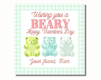 Printable Valentines Day Cards for Kids, Classroom Valentine, Gummy ...