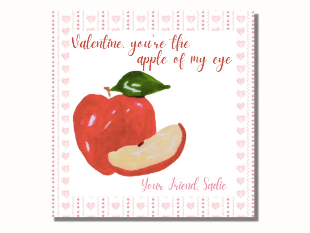 Printable Valentines Day Cards for Kids, Valentine Tags, Apple ...