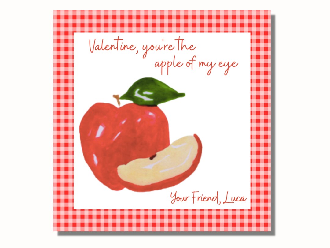 Printable Valentines Day Cards for Kids, Valentine Tags, Apple ...