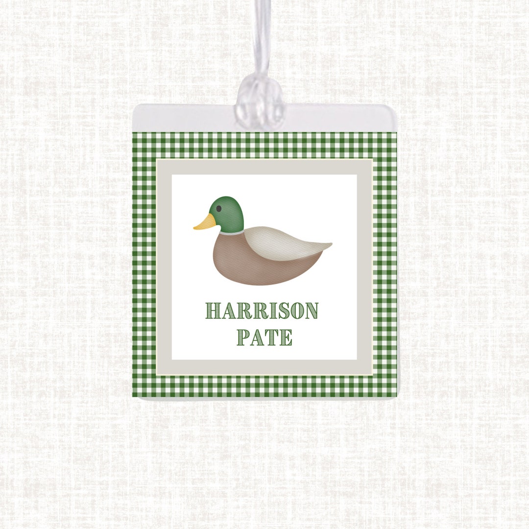 Personalized Watercolor Duck Bag Tag | Laminated Boy Luggage Tag ...