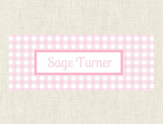 Girls Pink Gingham Sticker Labels set of 60 Cups/lunch - Etsy