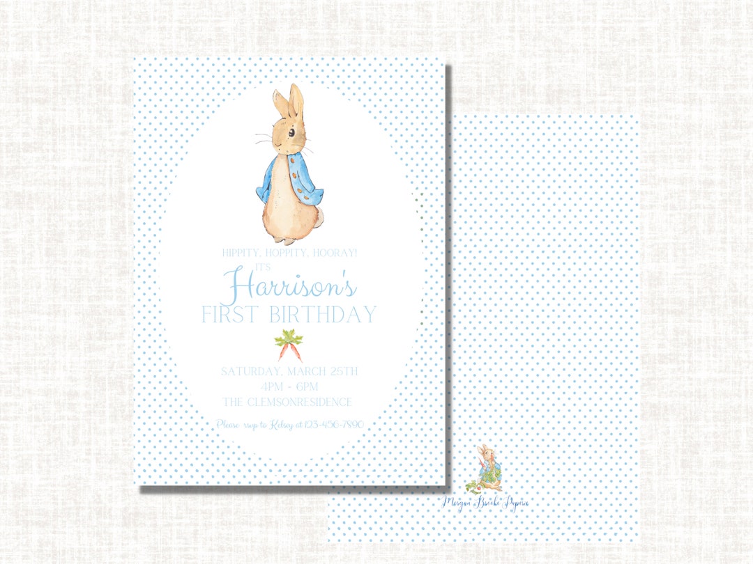Peter Rabbit Birthday Invitation | First Birthday Invitations Boy ...