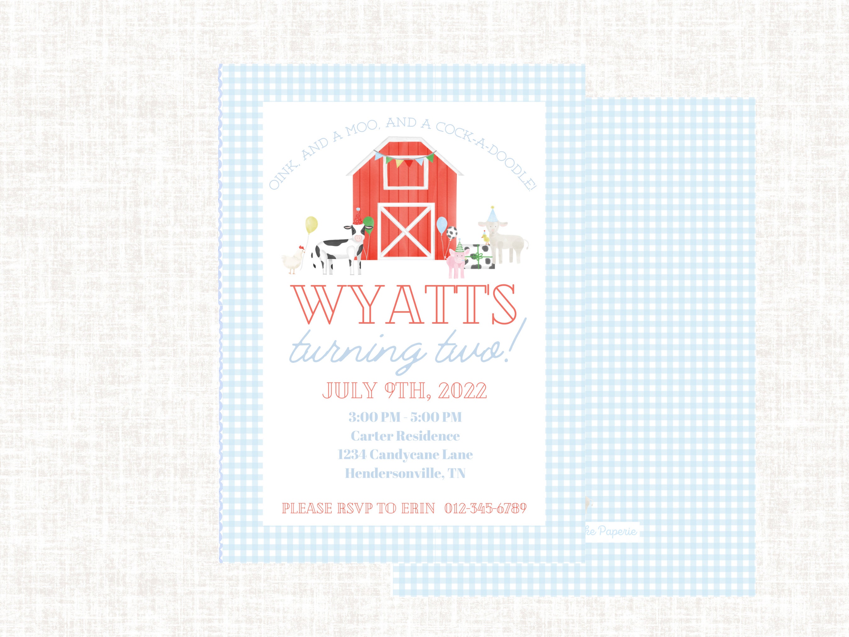 Watercolor Farm Birthday Invitation Boy Farm Birthday Party - Etsy