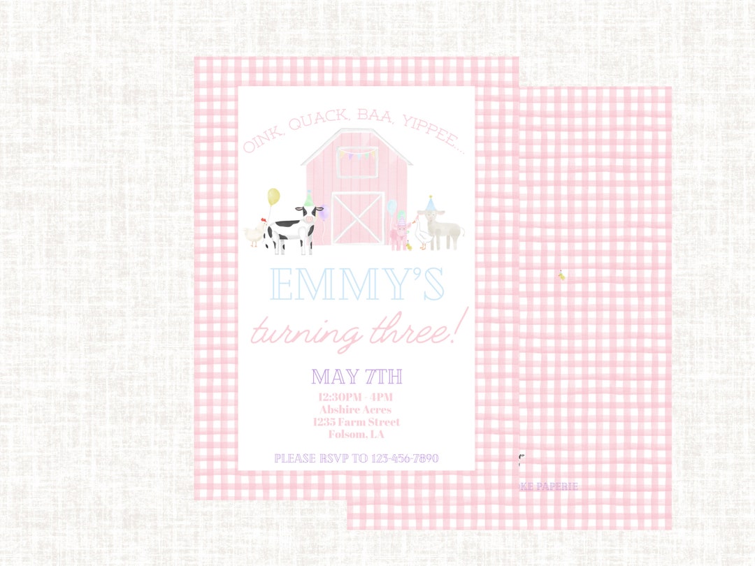 Watercolor Farm Birthday Invitation | Girl Farm Birthday Party Invite ...