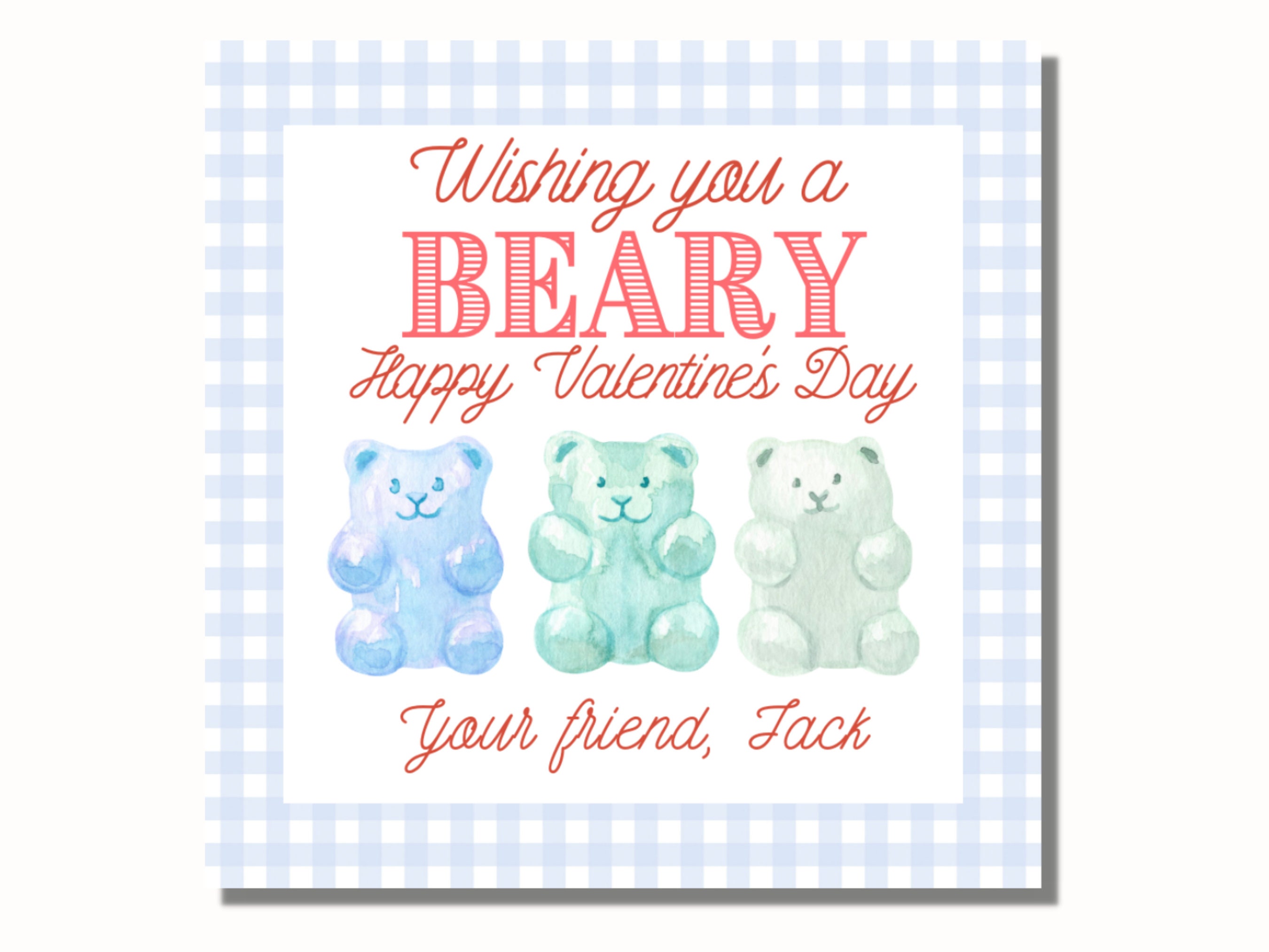 Printable Valentines Day Cards for Kids, Valentine Tags, Gummy Bear ...